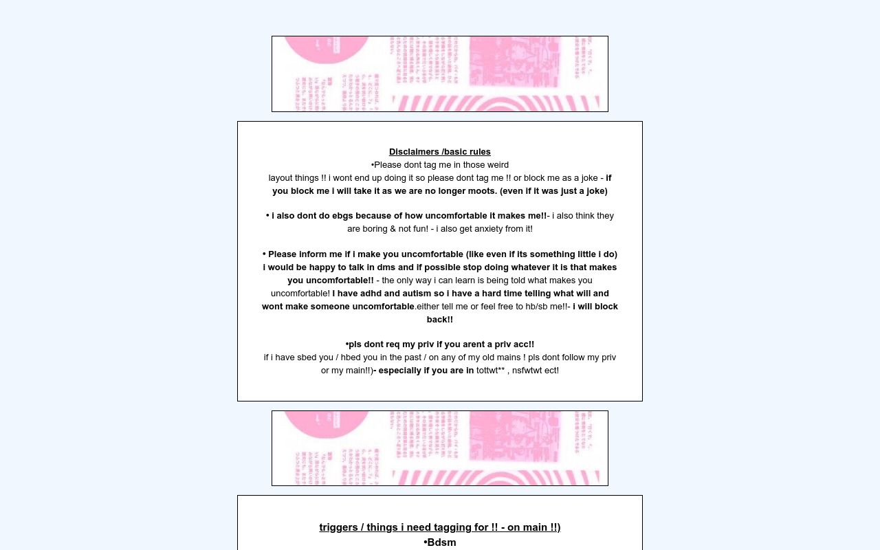 Disclaimers and Triggers!